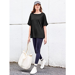 Women Oversized T-Shirt Summer Casual Short Sleeve Loose Tee Tops Black