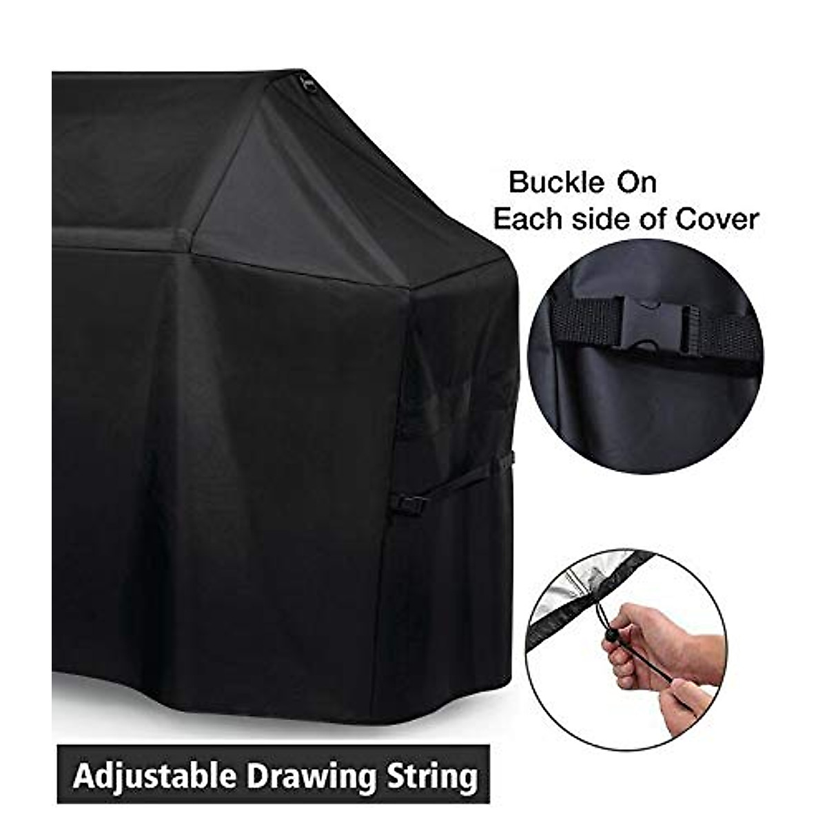 BBQ Barbecue Grill Cover 70" W x 28" D x 46" H Suitable for Most Brinkmann, Members Mark, Ducane Brands of Grills - 600D Oxford Fabric is Waterproof with Covered Dual Handles & Side Buckles
