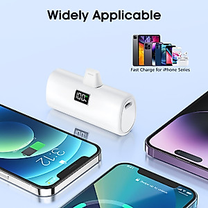 JEJILL Portable Charger for iPhone, 6000mAh Small Power Bank Fast Charging (20W), Mini Cute Portable Phone Charger Battery Pack for iPhone 14/14 Pro Max/14 Plus/13/12/11/X/8 - White