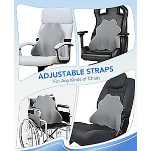 Guttylief Lumbar Support Pillow for Office Chair Back Support Pillow for Lower Back Pain Relief - Memory Foam Back Cushion for Car Computer, Gaming Chair Improve Posture Adjustable Anti-Slip Strap