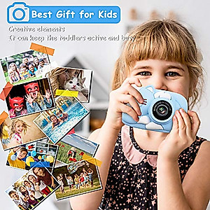 LeaderPro Kids Camera 26MP Digital Selfie Cameras for Children 1080p HD Video with 32GB and 2.4 Inch Screen, Birthday Toy for 3 4 5 6 7 8 9 Years Old Boy Girls - Blue