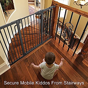 Mom's Choice Awards Winner-Cumbor 29.7-57" Baby Gate for Stairs, Extra Wide Dog Gate for Doorways, Pressure Mounted Walk Through Safety Child Gate for Kids Toddler, Tall Pet Puppy Fence Gate, Black