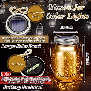 Suclain 6 Pack Mason Jars Painted Mason Jars Wide Decorative Jar Glass Decorative Jars for Home Table Centerpiece Decoration and Wedding Favor (Gold)