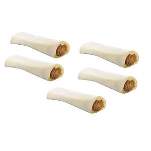 MPP Stuffed Peanut Butter 6 Inch Shin Dog Bones Refillable Nutritious Dental Chew (5 Bones)