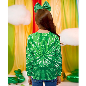 IIMMER Little Boys Girls Fahion St Patty Day Tie Dye Irish Shamrock Long Sleeve Shirt 7-8 Years