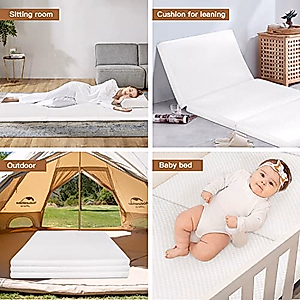 CHUVIAN Folding Mattress, Tri-fold Memory Foam Mattress Topper with Washable Cover, Foldable Mattress Topper for Camping, Guest - CertiPUR-US Certified - Twin Size, 39" x 75"