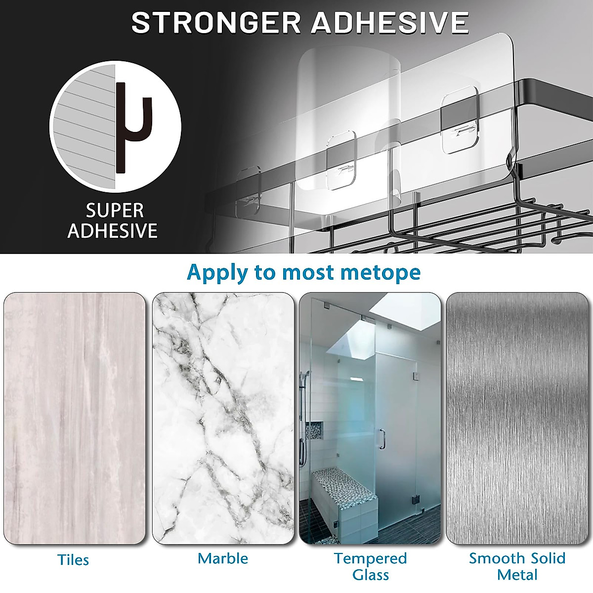 Moforoco Adhesive Shower Caddy Organizer Shelves Rack - 5 Pack Corner Bathroom Storage Organization, Home & Kitchen Decor Inside RV Accessories, Hanging First Apartment Household Camper Essentials