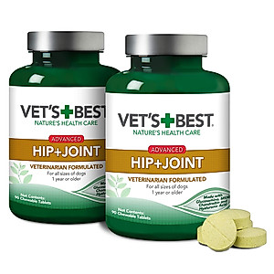 Vet's Best Advanced Hip & Joint Dog Supplements | Formulated with Glucosamine and Chondroitin to Support Dog Joint and Cartilage Health (90 Tablets, 2 Pack)