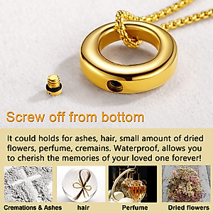 18K Gold Plated Circle of Life Eternity Memorial Urn Necklace Fashion Cremation Jewelry Keepsake Pendant for Ashes for Men Women