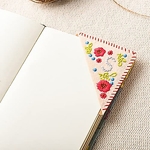 Personalized Hand Embroidered Corner Bookmark English Letters Triangle Corner Page Bookmark, 4 Seasons Handmade Stitched Book Marker Cute Flower Bookmarks for Book Reading Lovers Gift