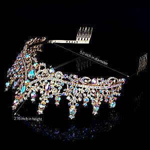 TOBATOBA Rhinestone Gold Crown for Women Gold Tiara Birthday Queen Crown Wedding Tiara for Women Crystal Tiaras and Crowns Royal Princess Quinceanera Headpiece for Prom Pageant Bride Halloween Cosplay