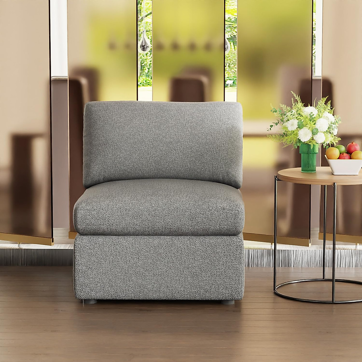 PayLessHere Single Sofa Couch 1-Seat Sofa Convertible Sofa Modular Single Sectional Sofa Couch for Living Room Bedroom Office (Gray)