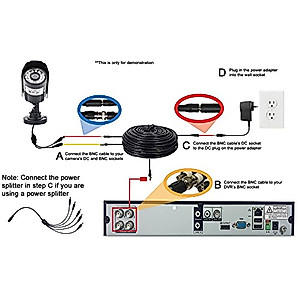 hosecurity Black Color 4X60ft Pre-Made All-in-One Siamese coaxial BNC Video and Power CCTV Security Camera Cable for HD AHD DVR Camera Connection