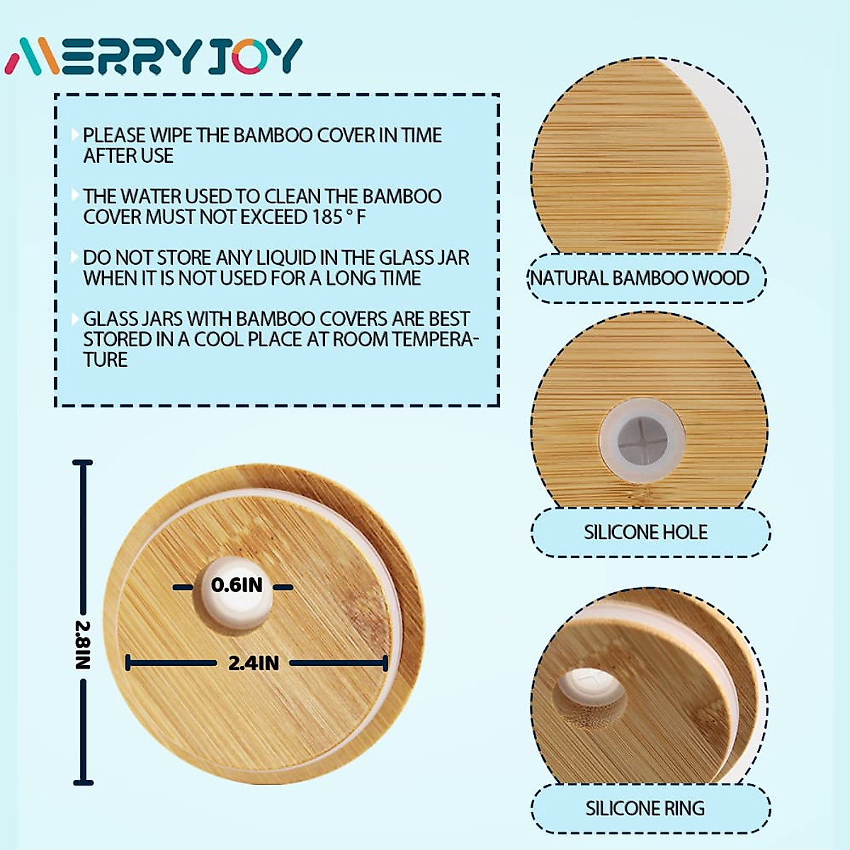 MerryJoy 25 PACK Sublimation Glass Blanks With Bamboo Lid,16 OZ Frosted Glass Cups With Lids And Straws,Sublimation Glass Can,Sublimation Glass Blanks For Iced Coffee,Juice,Soda,Drinks,Beer