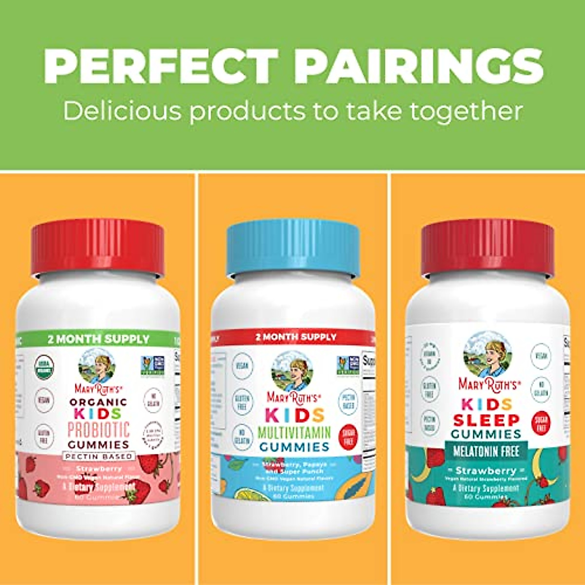 MaryRuth's Fiber Gummies for Kids | 2 Month Supply | Sugar Free | Prebiotic Fiber Supplement | Kids Fiber Gummies Ages 2+ | Gut Health & Digestion Support | 3g Soluble Fiber per Gummy | 60 Count