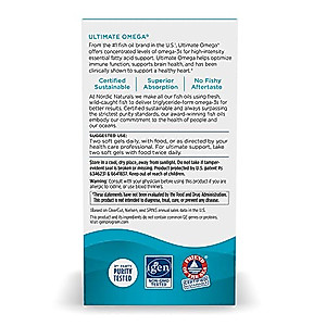 Nordic Naturals Ultimate Omega, Lemon Flavor - 90 Soft Gels - 1280 mg Omega-3 - High-Potency Omega-3 Fish Oil Supplement with EPA & DHA - Promotes Brain & Heart Health - Non-GMO - 45 Servings