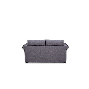 Container Direct Elvin Contemporary Linen Fabric Scroll Armrest Sofa Bed, Dark Grey