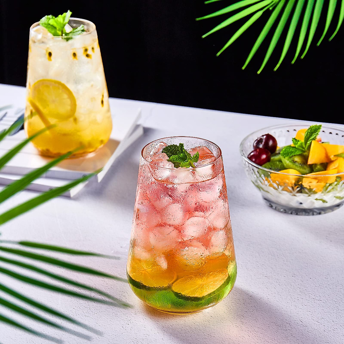 Highball Glasses Set of 4, Tall Drinking Glasses 24oz Oversized Cocktail Glass Set. Lead-Free Crystal Glassware | Juice, Cocktails, Whiskey, Mojito, Iced Tea, Beer for Kitchen, Bar, Restaurant