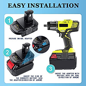 LaiPuDuo DM18RL Battery Adapter for Milwaukee for Dewalt 20V/18V Lithium Battery Convert to for Ryobi 18V ABP1801 P108 Battery