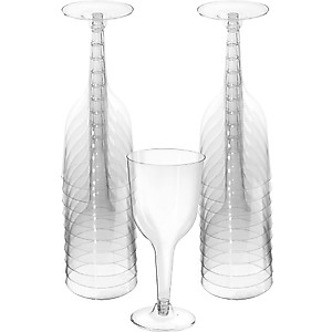 Party Perfect Elegant Clear Plastic Wine Glasses - 10 oz. (20 Pack) - Durable, Reusable & Chic Drinkware for Any Occasion