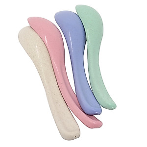 Honbay 4PCS 15cm/5.9Inch Boreal Europe Style Eco-Friendly Wheat Straw Colourful Soup Spoons Chinese WonTon Soup Spoon