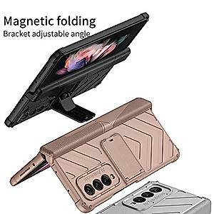 EAXER for Samsung Galaxy Z Fold 3 5G Case, Magnetic Hinge Protection Adjustment Kickstand Stand Shockproof Phone Case Cover (Silver)