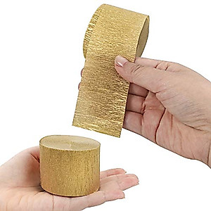 Coceca 6 Rolls 492ft Gold Crepe Paper Streamers for Birthday Party Wedding Festival Party Decorations