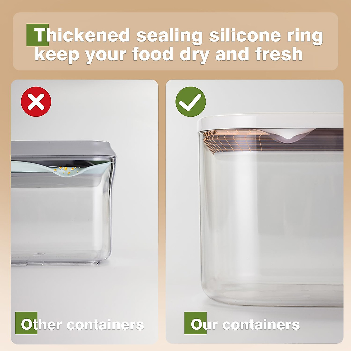 LivLab Airtight Small Grips POP Rice Cereal Dispenser - Rice Container Food Storage Bin Granola Cat/Dog Food Container (2.2 Qt)