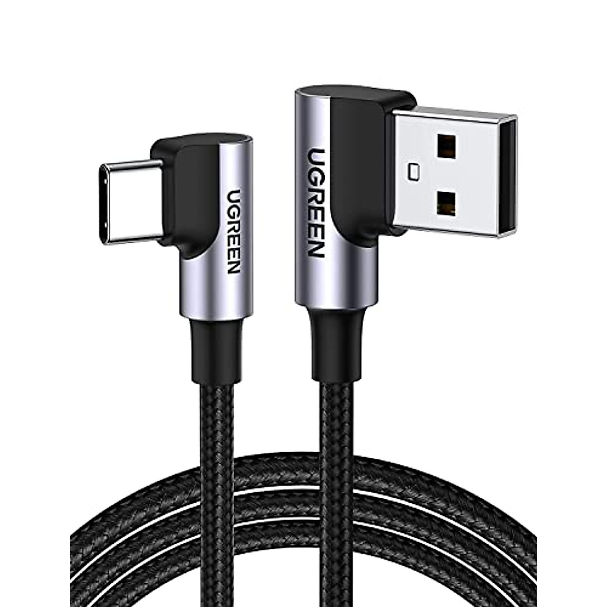 UGREEN USB to USB C Cable 90 Degree USB C Fast Charging Cord Compatible with iPhone 15/15 Plus/15 Pro/15 Pro Max/Samsung Galaxy S10/S10+/Pixel 7/6a/LG G8/G7/Pixel/Switch, etc, 1.6FT