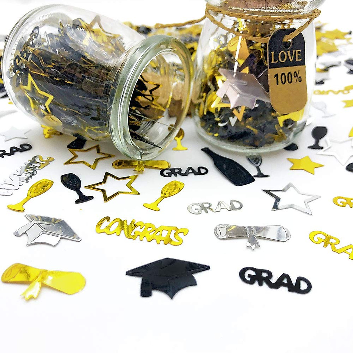 Werich Graduation Confetti 2024 | Glitter Confetti Sprinkles for Party Table Scatters Decoration | Graduation Party Decoration for Home, College, Senior, High School Prom | Metallic Foil