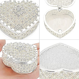 ELLDOO Heart Shape Jewelry Box Wedding Box Keepsake Box Ring Earring Small Trinket Storage Organizer Box for Girls Women Wedding Brithday Gift
