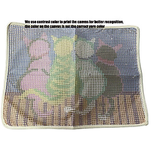 MeetBSelf Latch Hook Rug Kits Crocheting Carpet Rug Cats Acrylic Yarn Pre-Printed Canvas Cushion Mat Crochet Tapestry Sofa Decor