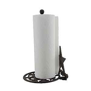 Rustic Brown Cast Iron Western Star Paper Towel Holder