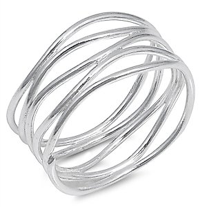 Wide Bar Fashion Knot Promise Ring New .925 Sterling Silver Thin Band Size 8