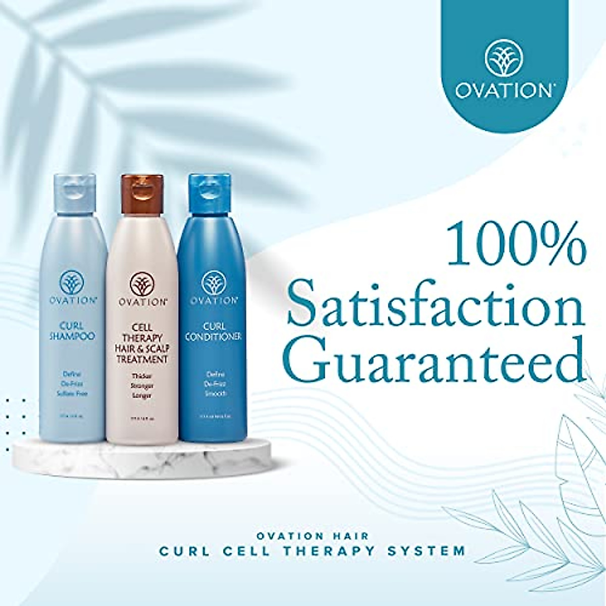 Ovation Hair Curl Cell Therapy 6 oz System - Curl Shampoo and Conditioner, Cell Therapy Hair & Scalp Treatment - Hair Treatment Set for For Shinier, Softer, More Defined Waves or Curls