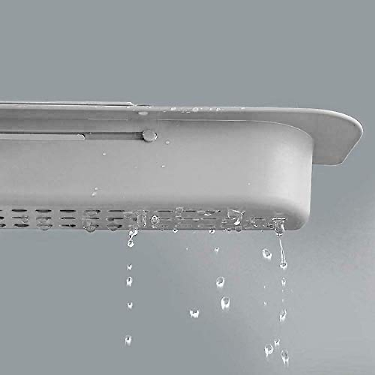 Gohfeoeo Telescopic Sink Storage Rack Adjustable Sink Organizer Sink Storage Sponge Soap Holder with Dishcloth Hanger Expandable Storage Drain Basket for Home Kitchen(Gray)