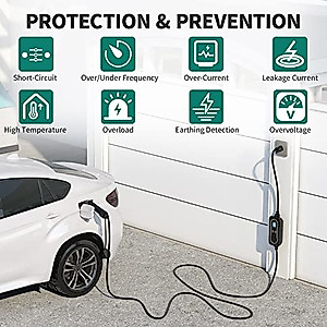 YITAHOME Level 1 & Level 2 EV Charger, 16 Amp 240V 25ft Cable, Portable J1772 Electric Car Charger Adjustable Current Timing Delay Electric Vehicle Charging Stations, NEMA 6-20 & NEMA 5-15 Plug