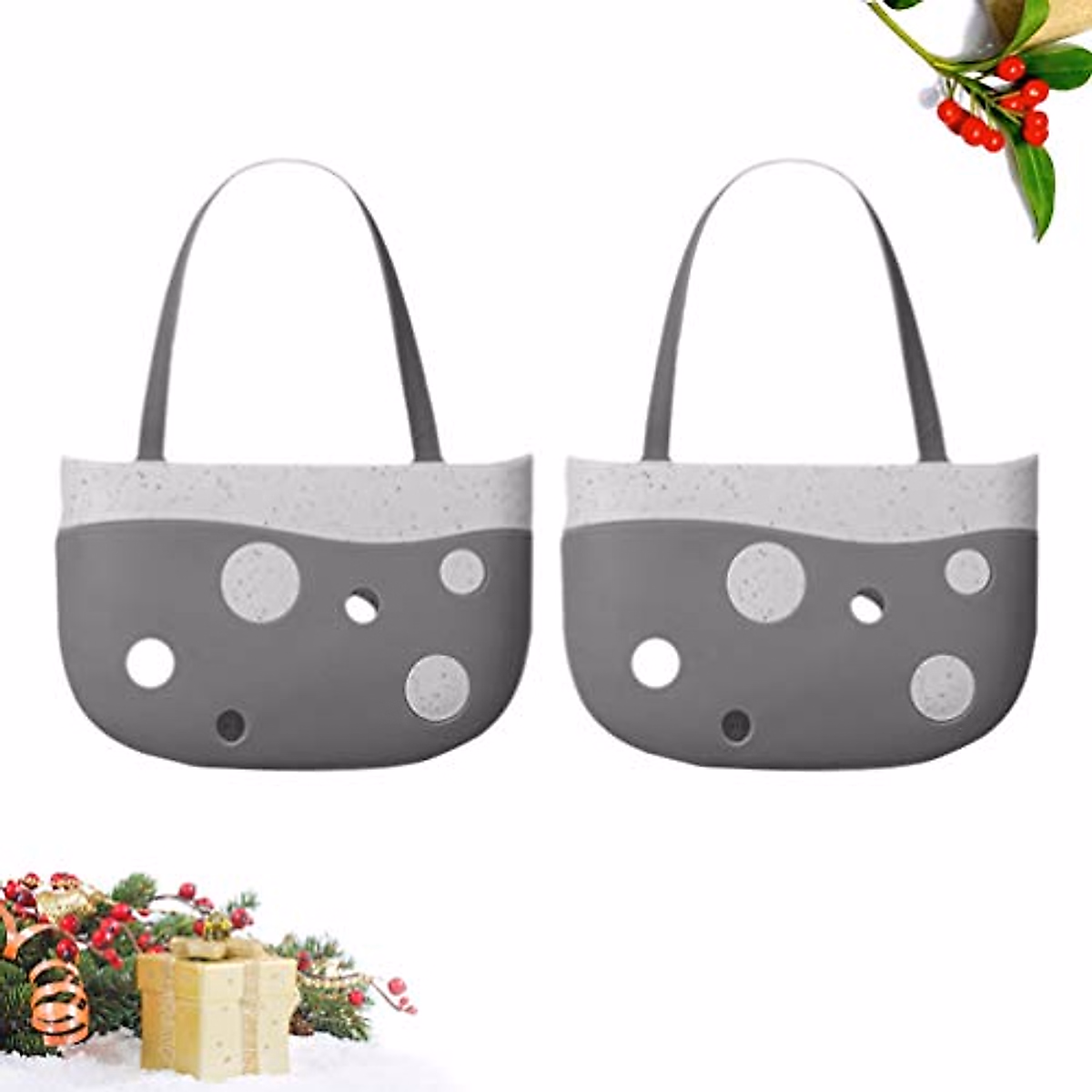 Hemoton Plastic Storage Basket 2 Pcs Kitchen Sponge Holder Dot Pattern Sink Brush Soap Dishwashing Liquid Drainer Rack Sink Organizer Holder for Kitchen Bathroom (Grey)