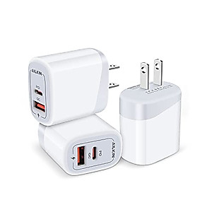 USB C Charger Block 3Pack, AILKIN 20W PD+QC 3.0 Dual Port Power Adapter, Type C Wall Charger Station Travel Box for iPhone 14 Plus 13 Pro Max 12 11 XS XR SE, iPad Mini, AirPods, Apple Watch, USBC Plug