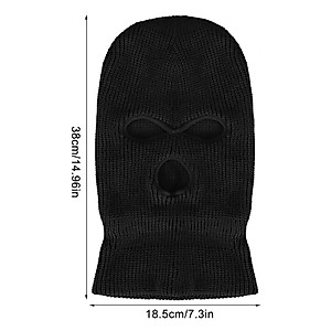 3 Pieces 3 Hole Ski Mask Knitted Full Face Cover Adult Balaclava Knit Ski Face Cover Thermal Knitted Head Wrap for Men Women(Black, Gray, Navy Blue)