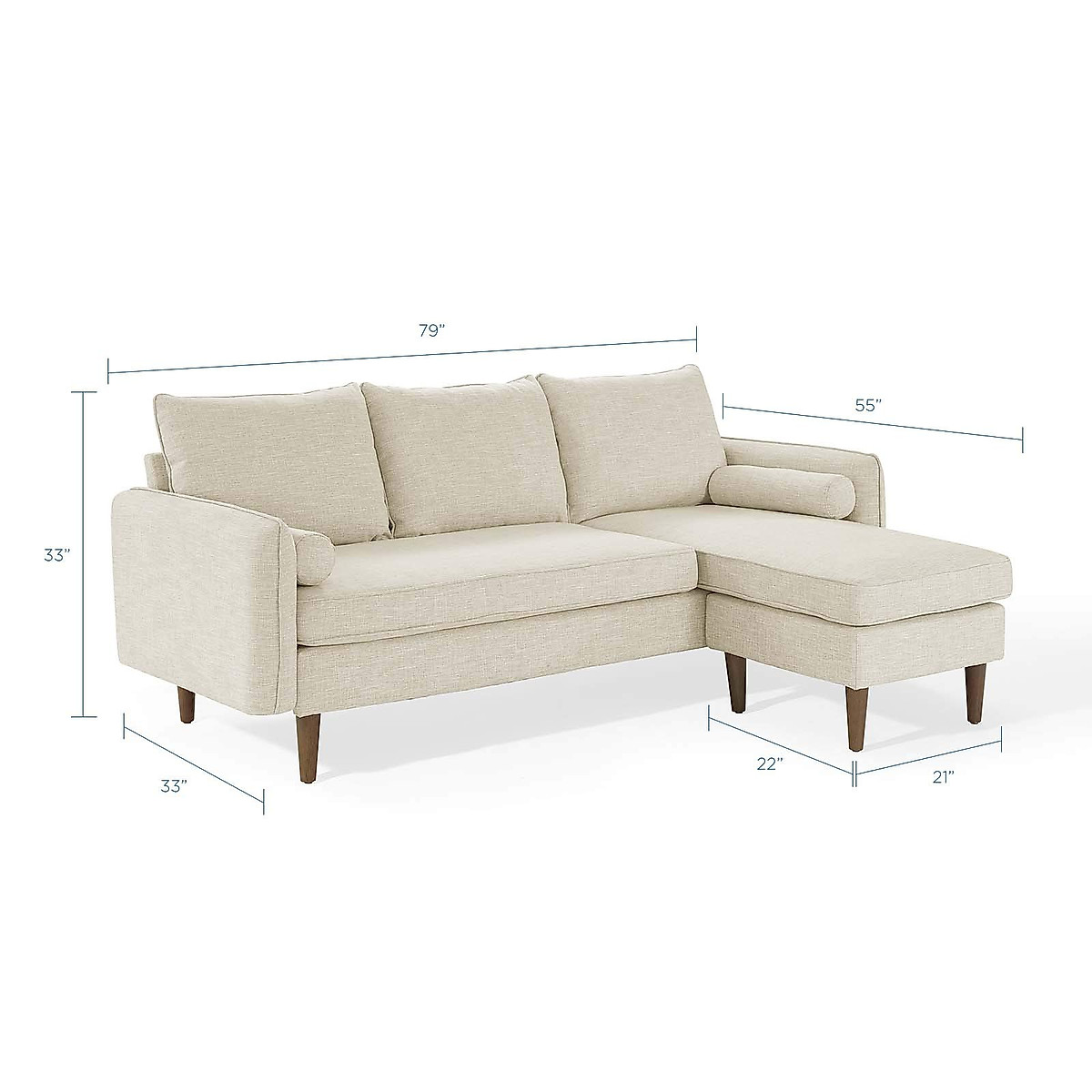 Modway EEI-3867-BEI Revive Upholstered Right or Left Sectional Sofa, Beige