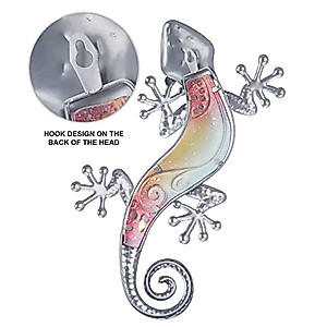 MUMTOP Metal Gecko Wall Decor Lizard Hanging Art for Indoor Outdoor, Garden, Patio, Fence, 14.2 Inch, Red