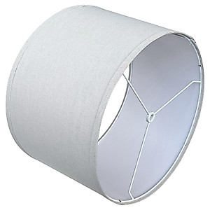 TOOTOO STAR Brown Drum Lamp Shade 13.25"x14.25"x9" inches Assembly Required Natural Linen Lampshade for Table Lamp,Bedside Lamp,Floor Lamp