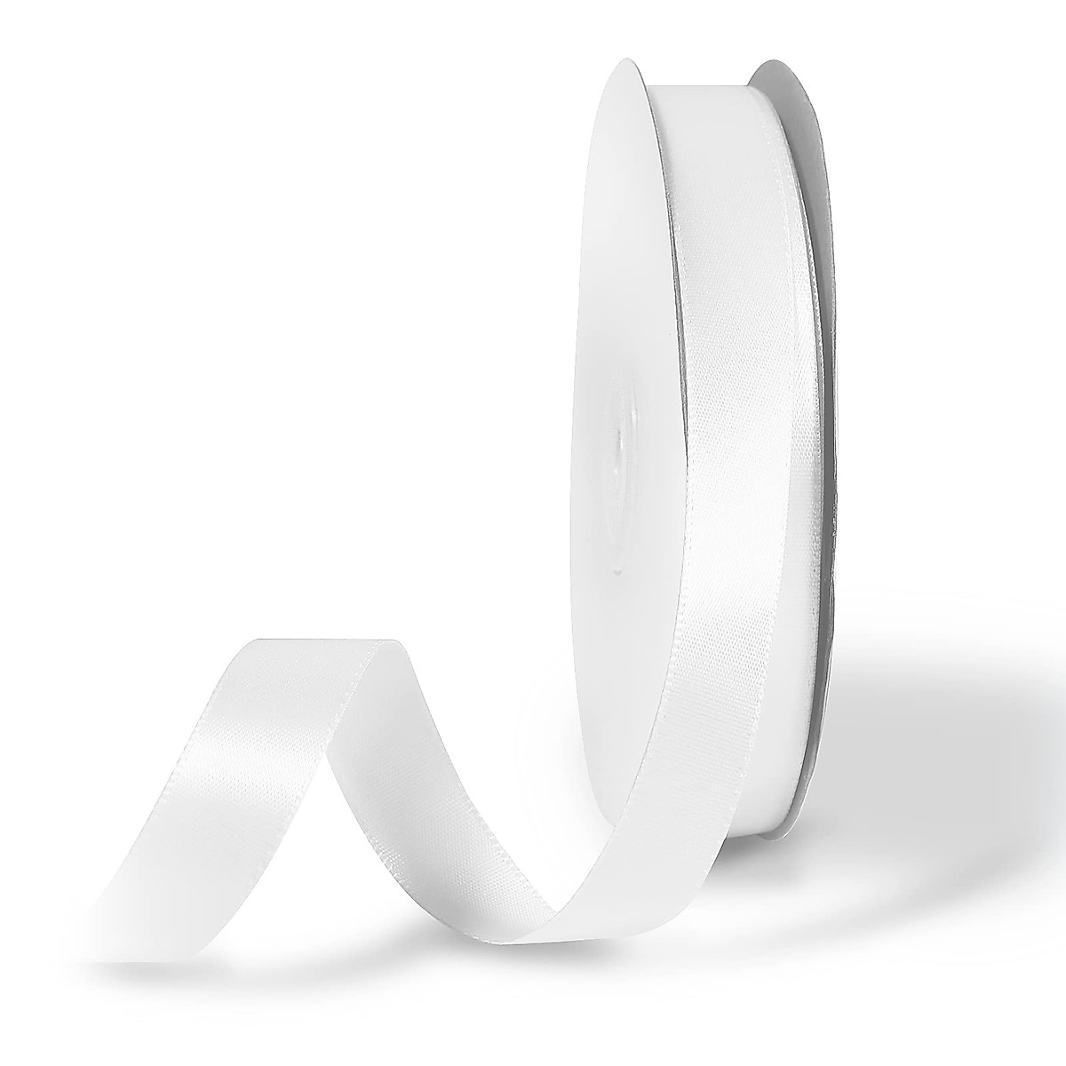 ORIKUKEET White Polyester Ribbon 5/8 Inch, 50 Yards, Single-Sided Shiny, Perfect for DIY Crafts, Wedding Decoration, Gift Wrapping and Flower Art