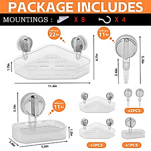 Willimp Suction Cup Corner Shower Caddy 5 Pack Shower Shelf for Inside Shower Corner Shower Shelves Adhesive Corner Shelf for Wall, Bathroom, Shower, Kitchen (Clear, 5pcs)