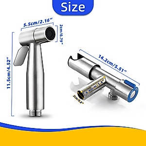 Bidet Sprayer for Toilet, Handheld Bidet Sprayer for Toilet Jet Spray for Toilet Cloth Diaper Sprayer Set Premium Feminine Hygiene Cleaning Muslim Shower Toilet Sprayer Stainless Steel Easy to Install