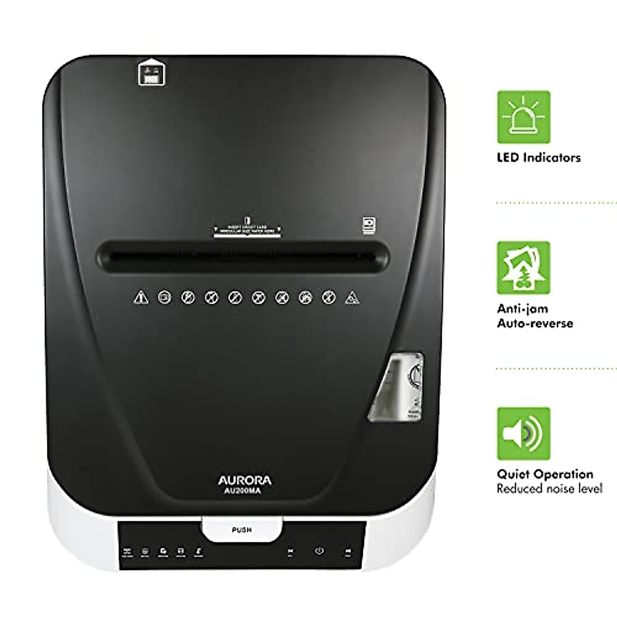 Aurora Commercial Grade 200-Sheet Auto Feed High Security Micro-Cut Paper Shredder/ 60 Minutes/ Security Level P-5
