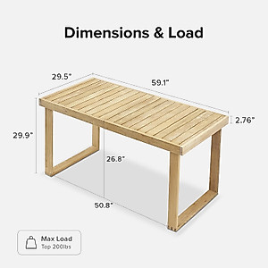 mopio Bruno Outdoor Dining Set, Solid Acacia Wood Patio Table & Chairs Set for Indoor Outdoor Dining, Mid Century Modern Farmhouse Conversation Sets (4 Seater: Table, 2 Benches | 3 Piece)