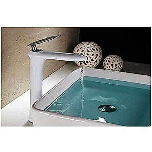 NZDY Faucet Solid Copper Faucet White Paint Plus High Washcountertop Washsingle Porous Washround Square