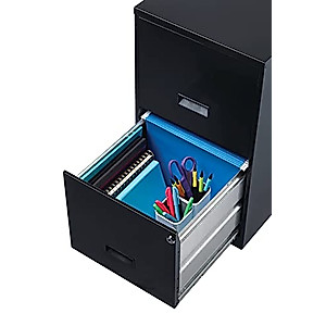 AVSAN Filing Cabinet Dimensions 18" Deep 2 Drawer Metal Steel Organizer File Cabinet with Lock, Black